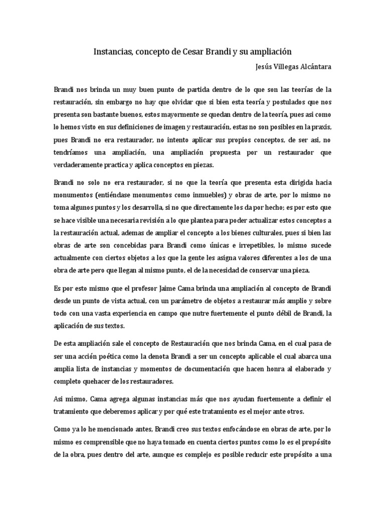 Instancias en La Restauracion, Cesare Brandi | PDF | Concepto | Teoría