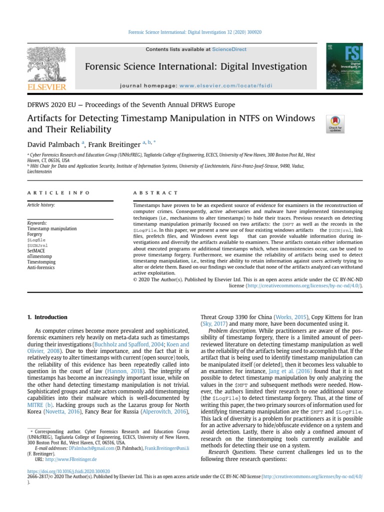 Artifacts For Detecting Timestamp Manipulation in | PDF | Computer File ... Artifacts For Detecting Timestamp Manipulation in | PDF | Computer File ...