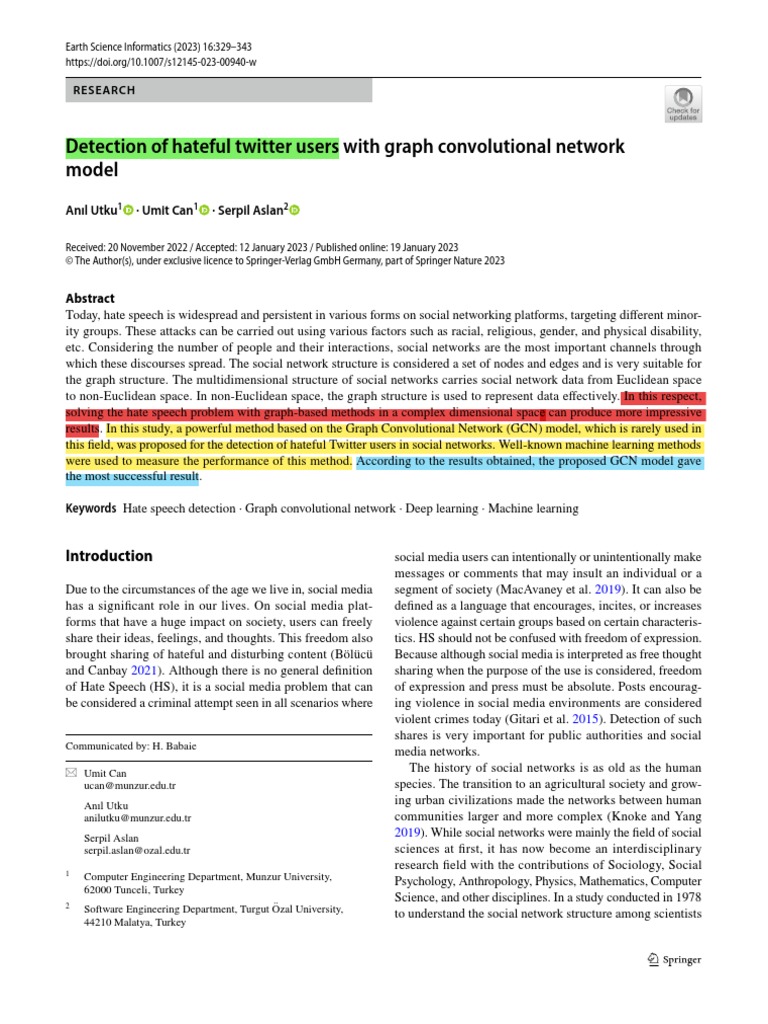 (ACCEPTED) Detection-Of-Hateful-Twitter-Users-With-Graph-Convolutional-Network-Model | PDF