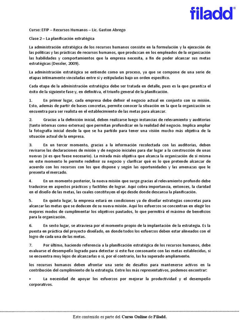 Clase 2 La Planificacion Estrategica 1 | PDF