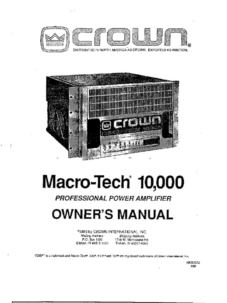 Amplificador Crown Macro Tech 10.000 | PDF