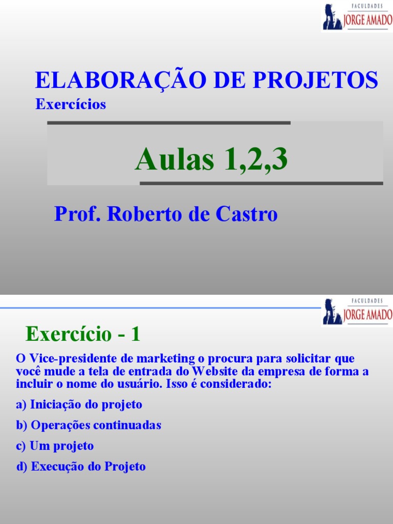 EP - Exercícios - Aulas 1,2,3 | PDF