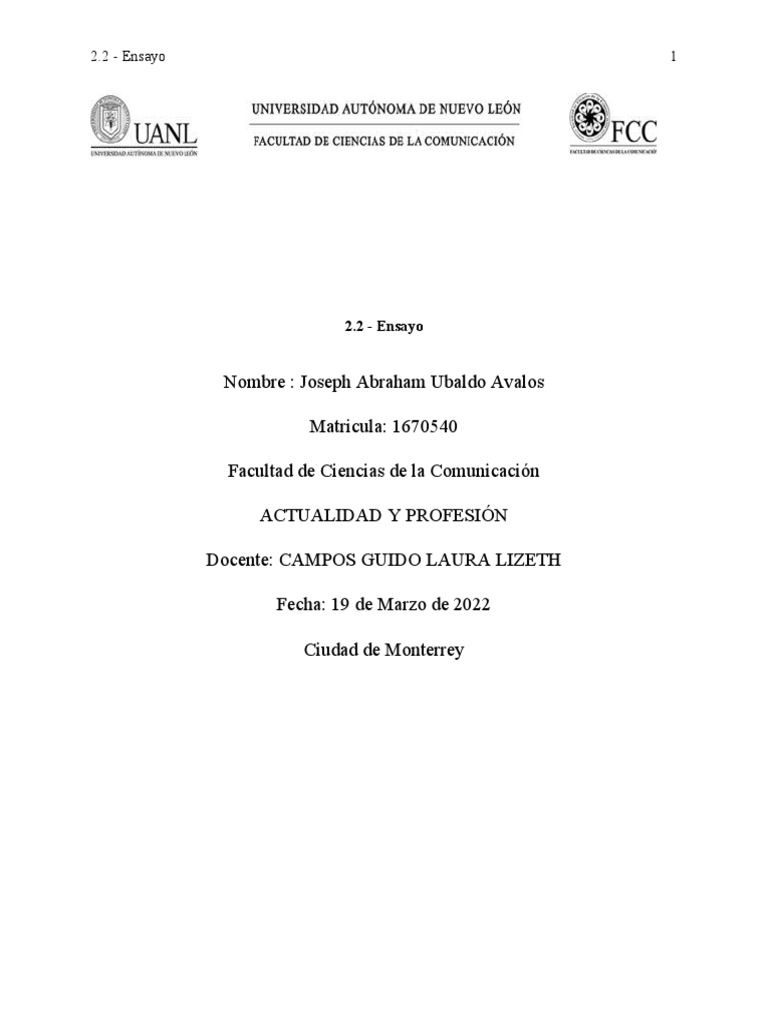 Joseph Abraham Ubaldo Avalos - 2.2 - Ensayo | PDF | Muestreo (Estadísticas) | Teoría