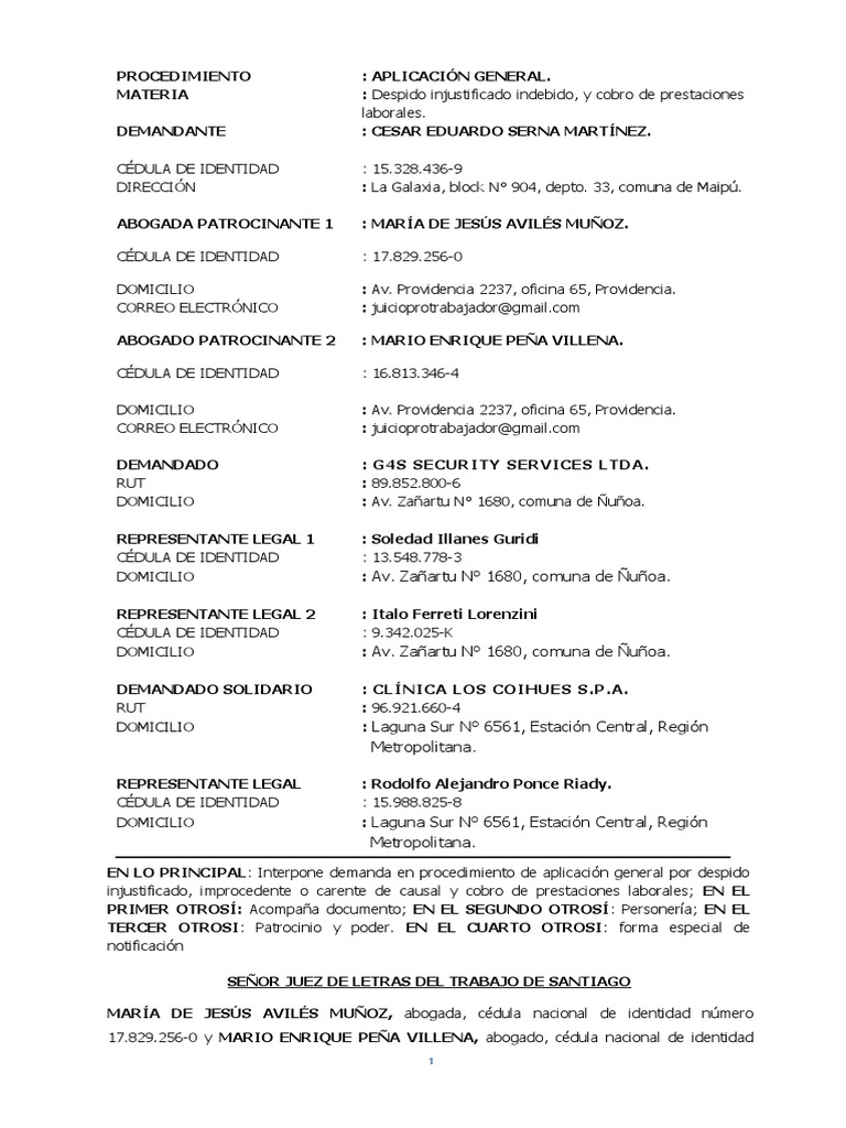 Despido Injustificado César Serna | PDF | Caso de ley | Salario