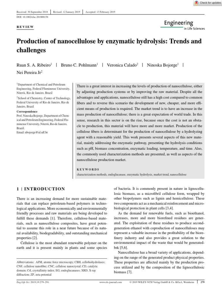 Elsc.201800158 (1) REVIEW | PDF | Cellulose | Pulp (Paper)