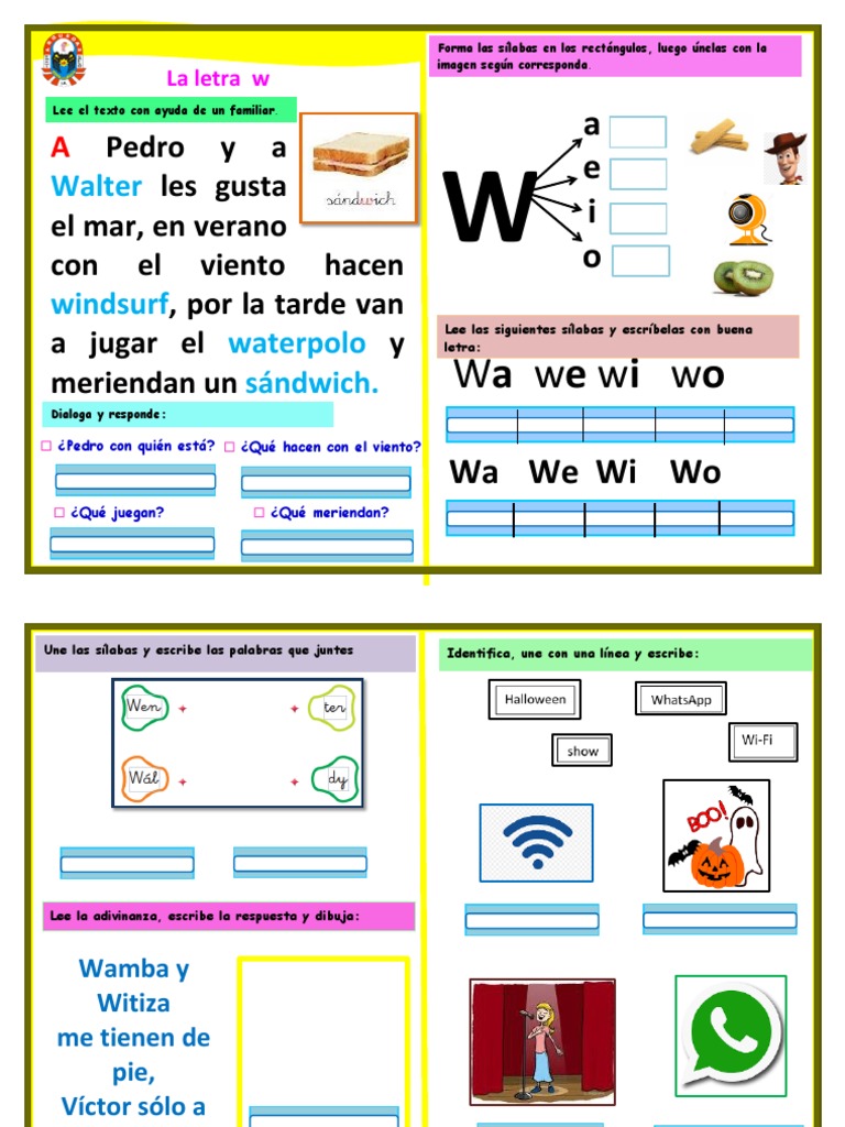 Actividades con la letra W para niños | PDF
