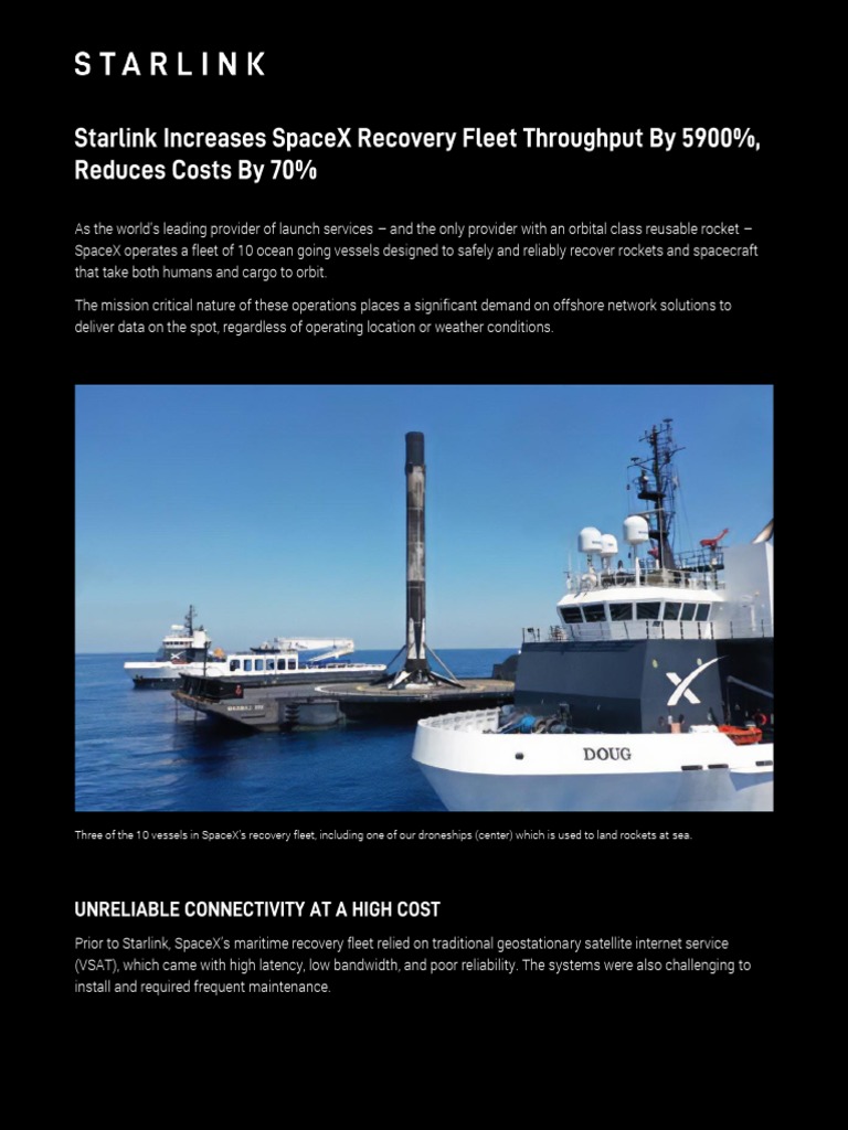 SpaceX Reduces Costs and Improves Operations with Starlink Maritime Internet | PDF | Space X ...