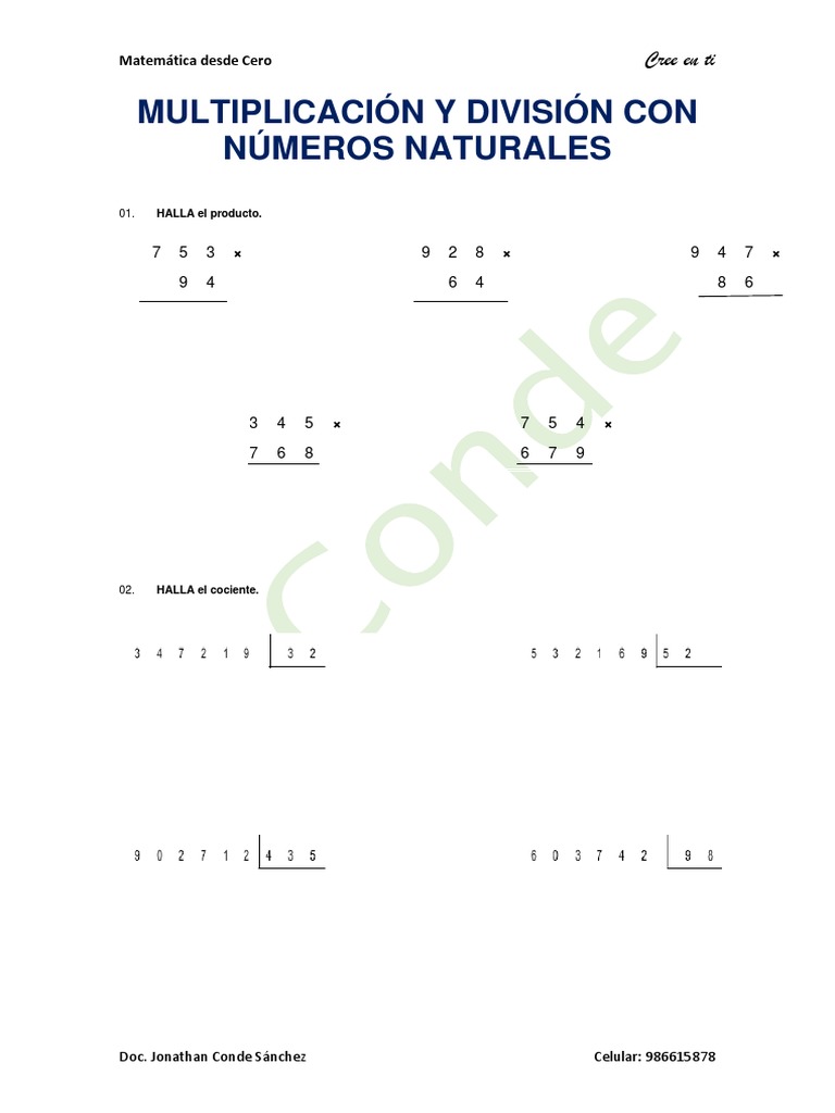 MULTIPLICACIÓN Y DIVISIÓN CON NÚMEROS NATURALES 15 Abril | PDF ...