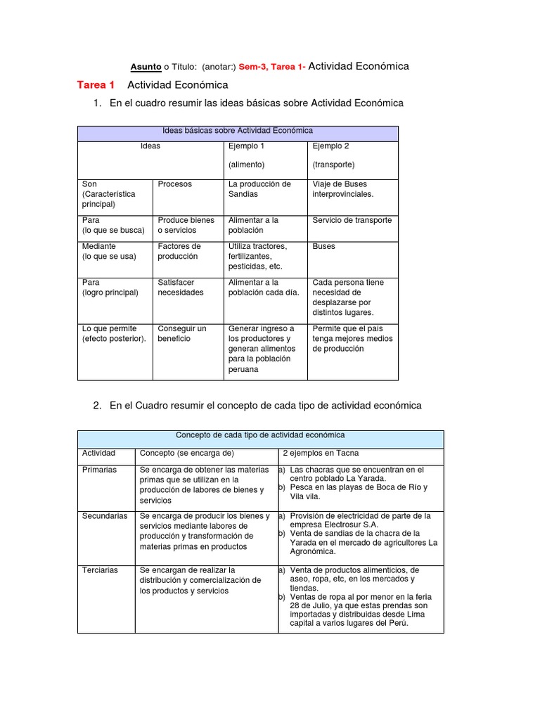 Sem-3, Tarea 1 - Actividad Económica | PDF