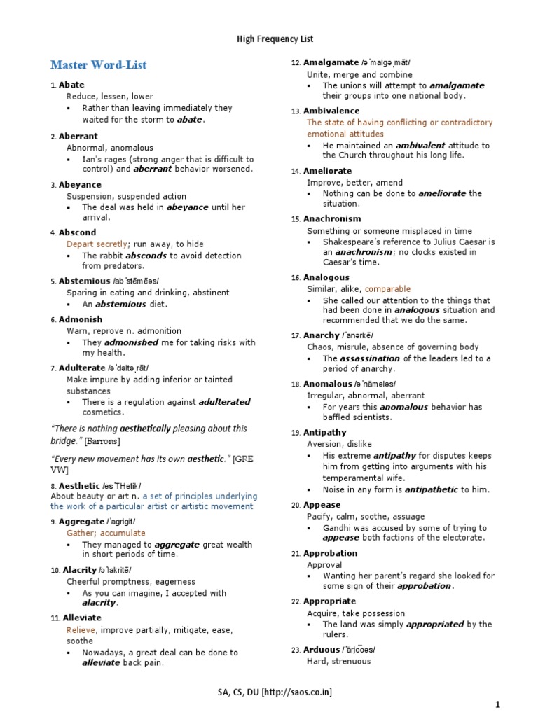 Master Word-List | PDF