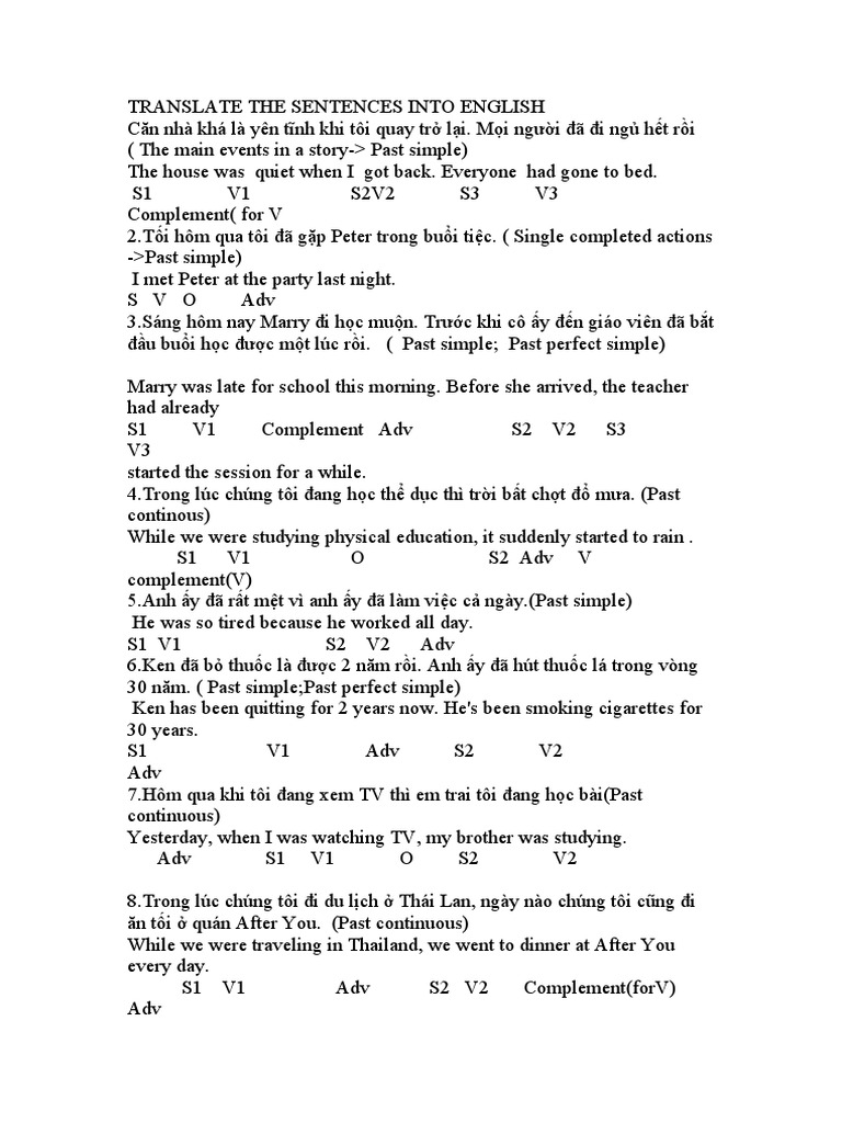 Translate The Sentences Into English | PDF