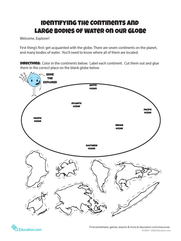 Identifying The Continents and Large Bodies of Water On Our Globe | PDF