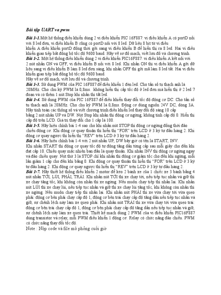 Bai Tap Uart Va PWM | PDF