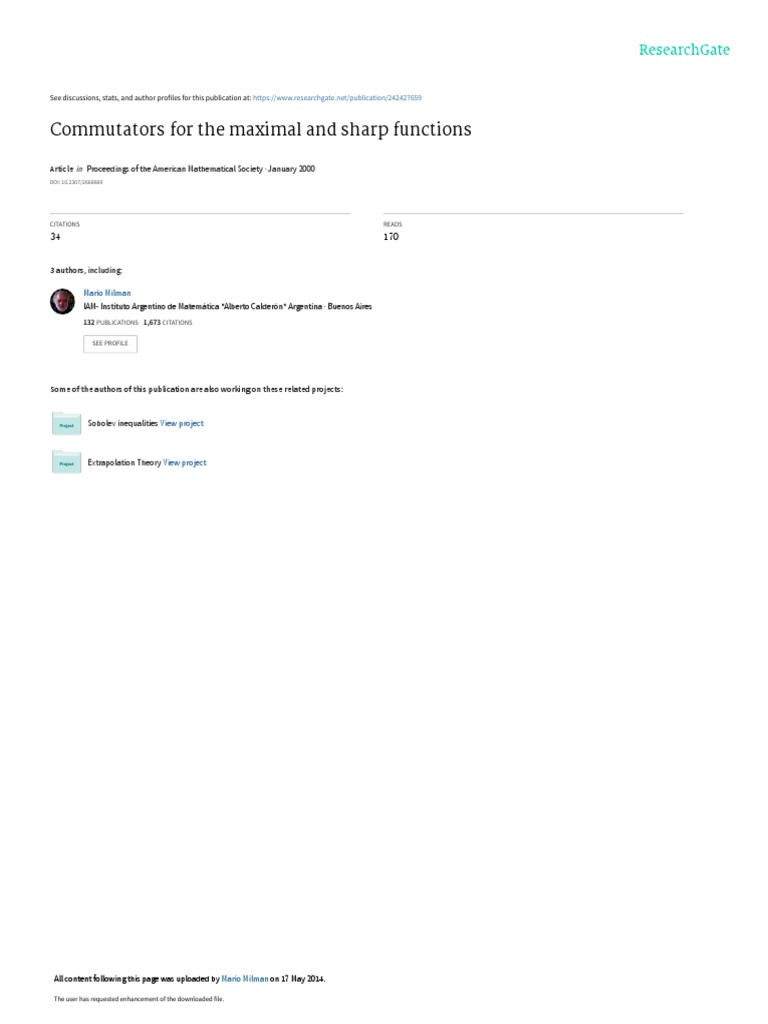 Commutators For The Maximal and Sharp Functions: Proceedings of The American Mathematical ...