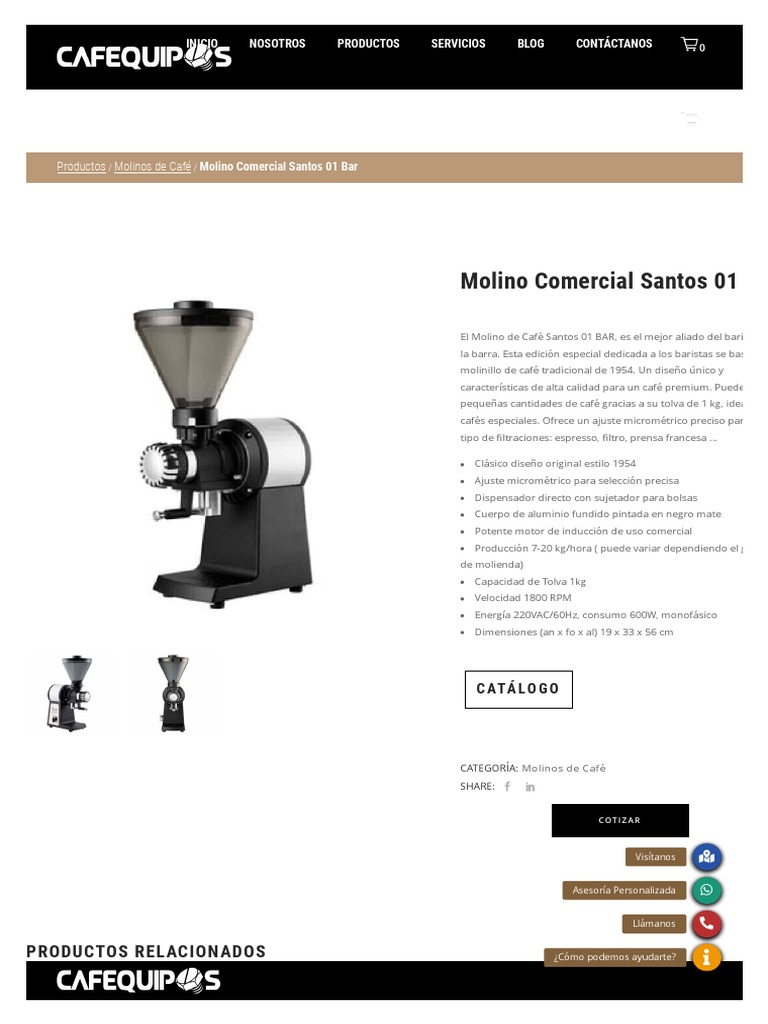 Molino Comercial Santos 01 Bar - CAFEQUIPOS | PDF | café | Bienes manufacturados