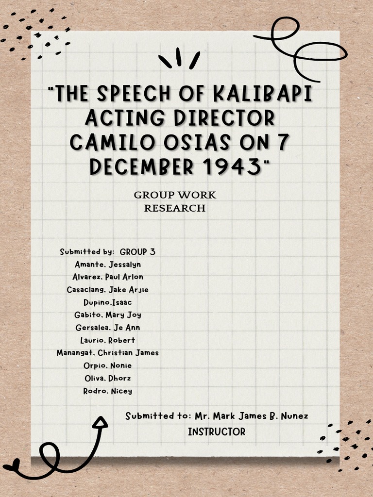The Speech of KALIBAPI Acting Director Camilo Osias On 7 December 1943 | PDF | Philippines
