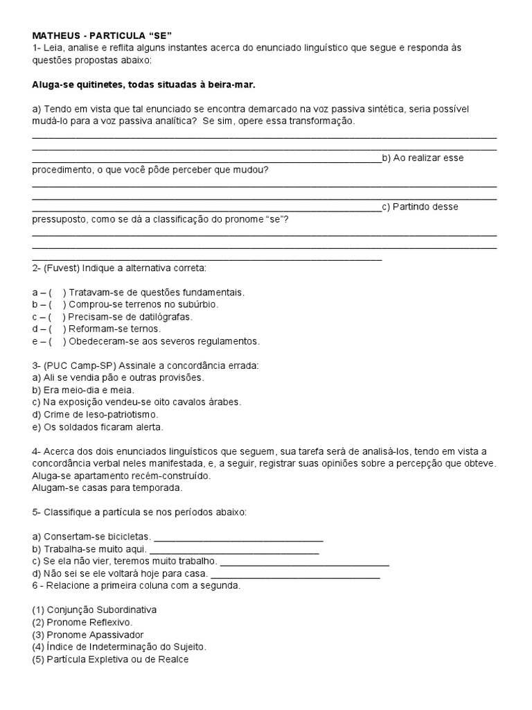 Função Sintática Pronome Relativo | PDF | Assunto (gramática) | Ciência ...