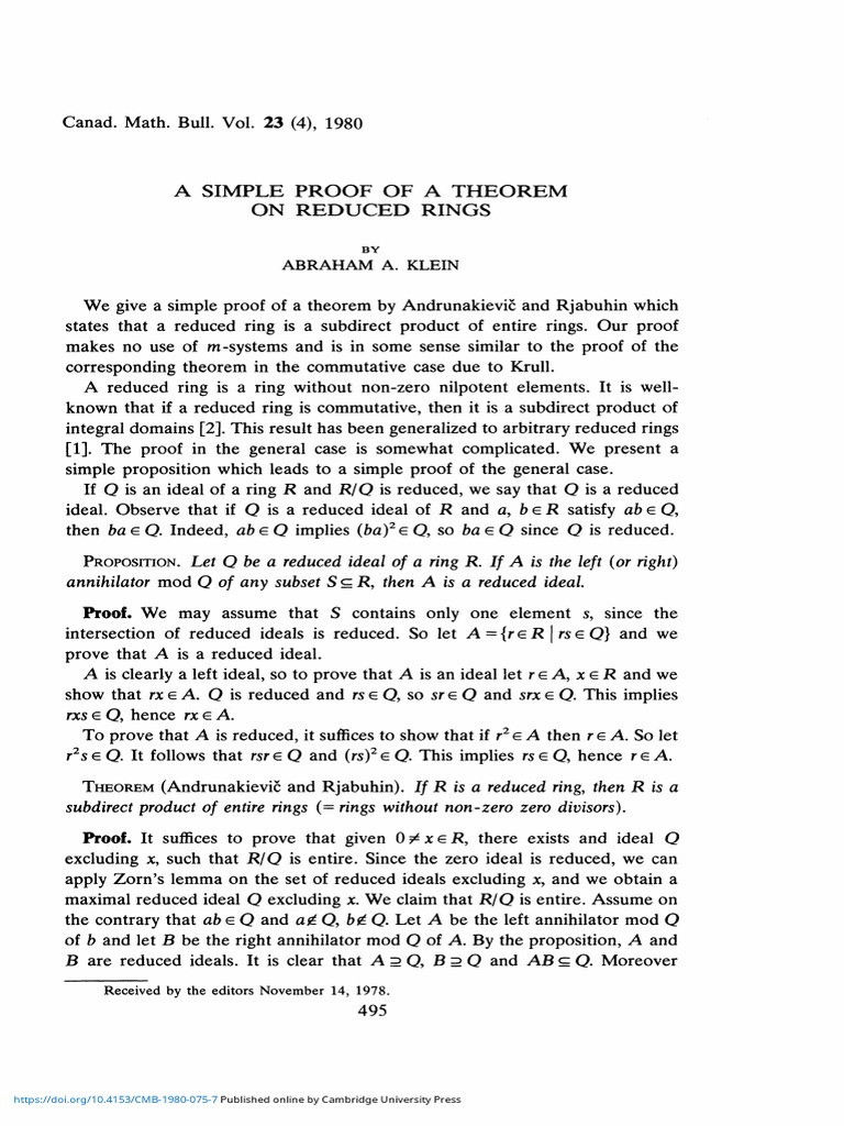 Proof. We May Assume That S Contains Only One Element S, Since The ...