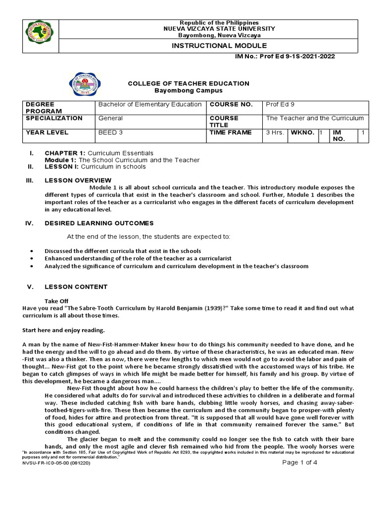Prof Ed 9 Module 1 | PDF