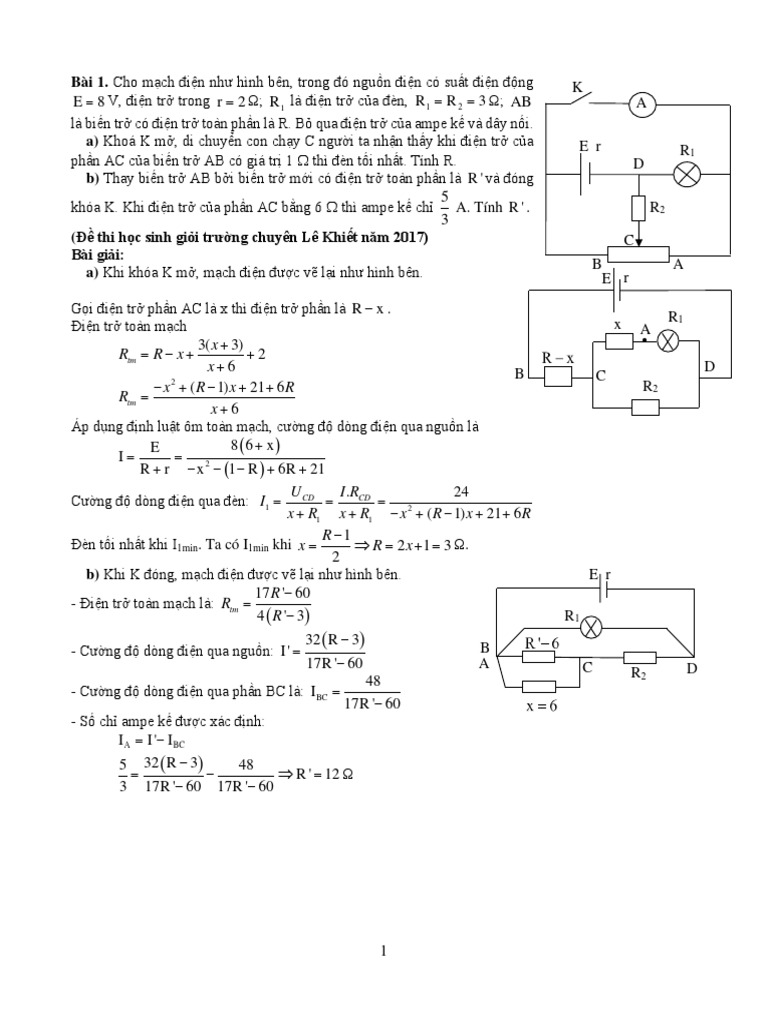 Dong Dien Mot Chieu - de Va Loi Giai | PDF