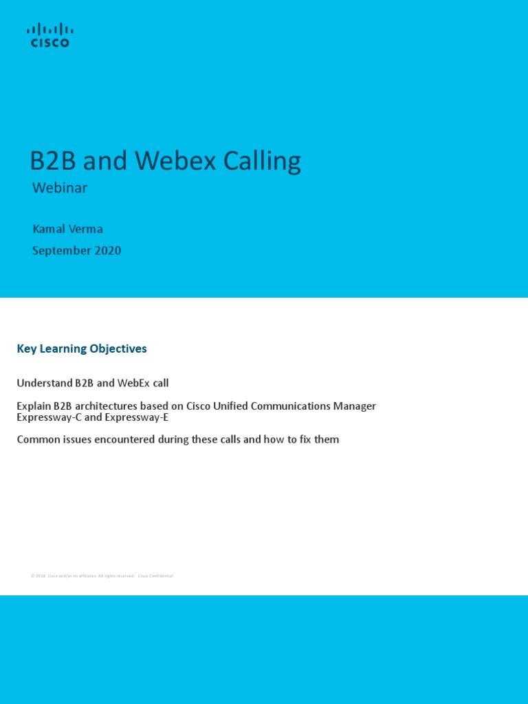 B2B and Webex Calling: Webinar | PDF