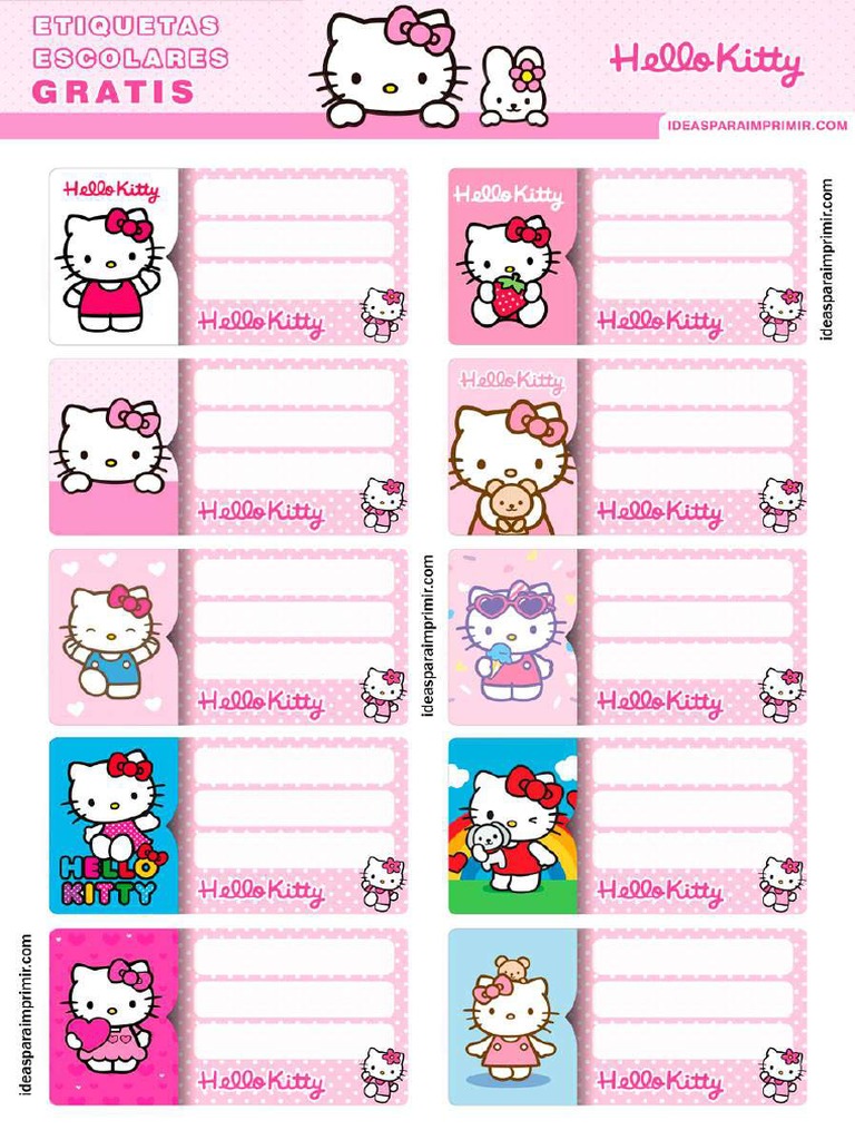Etiquetas Escolares Hello Kitty | PDF