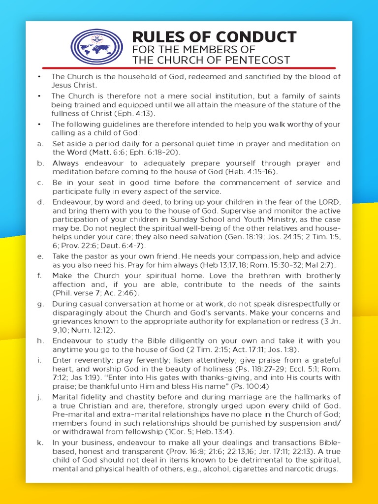 Rules of Conduct: For The Members of The Church of Pentecost | PDF