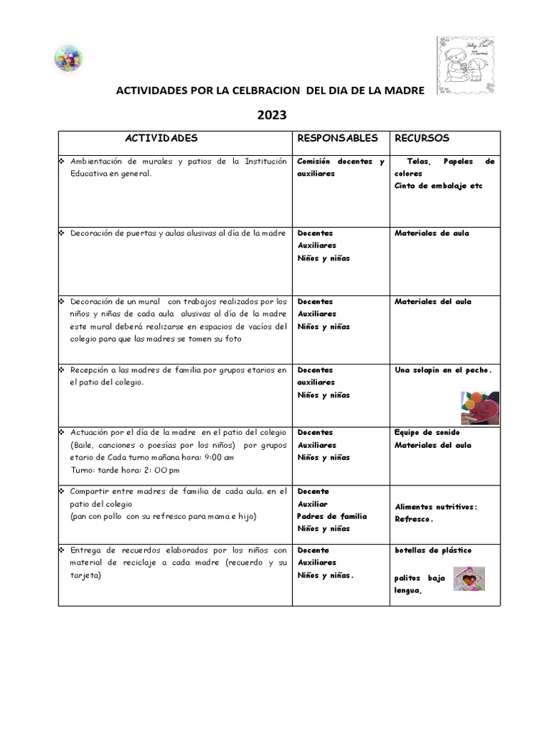 Actividades para Festejar El Dia de La Madre | PDF