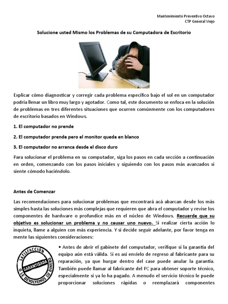 Solución Problemas PC Escritorio Windows | PDF