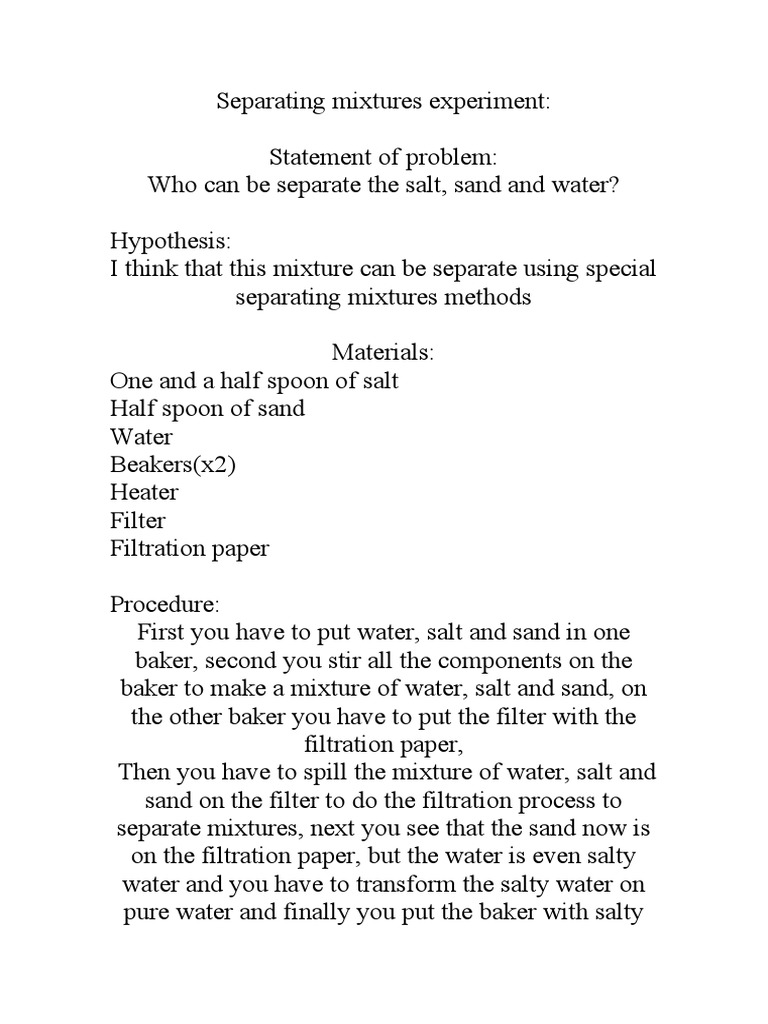 Separating Salt, Sand, and Water | PDF