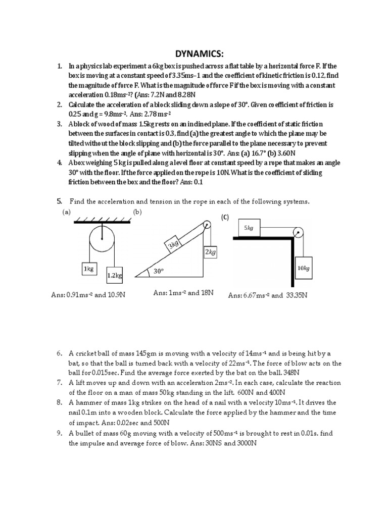 Questions For Dynamics | PDF