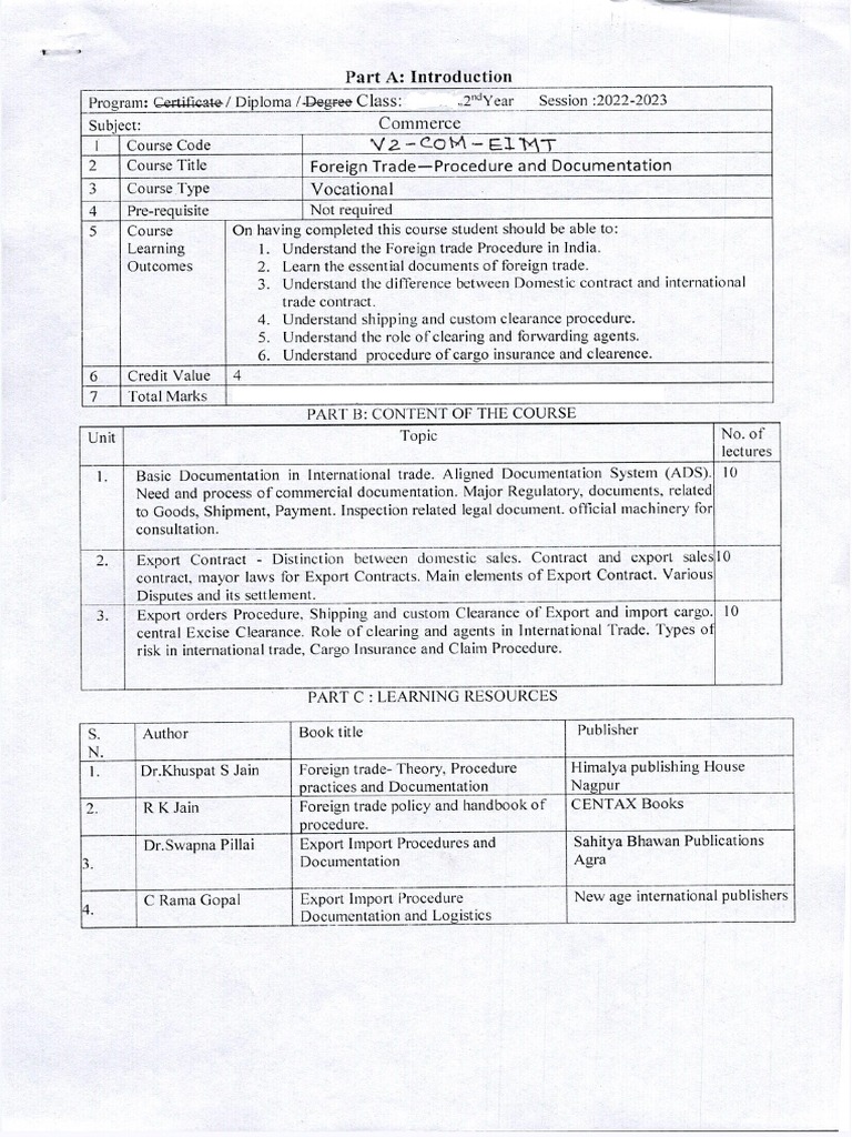 Export Import Management - 0001 N NN | PDF