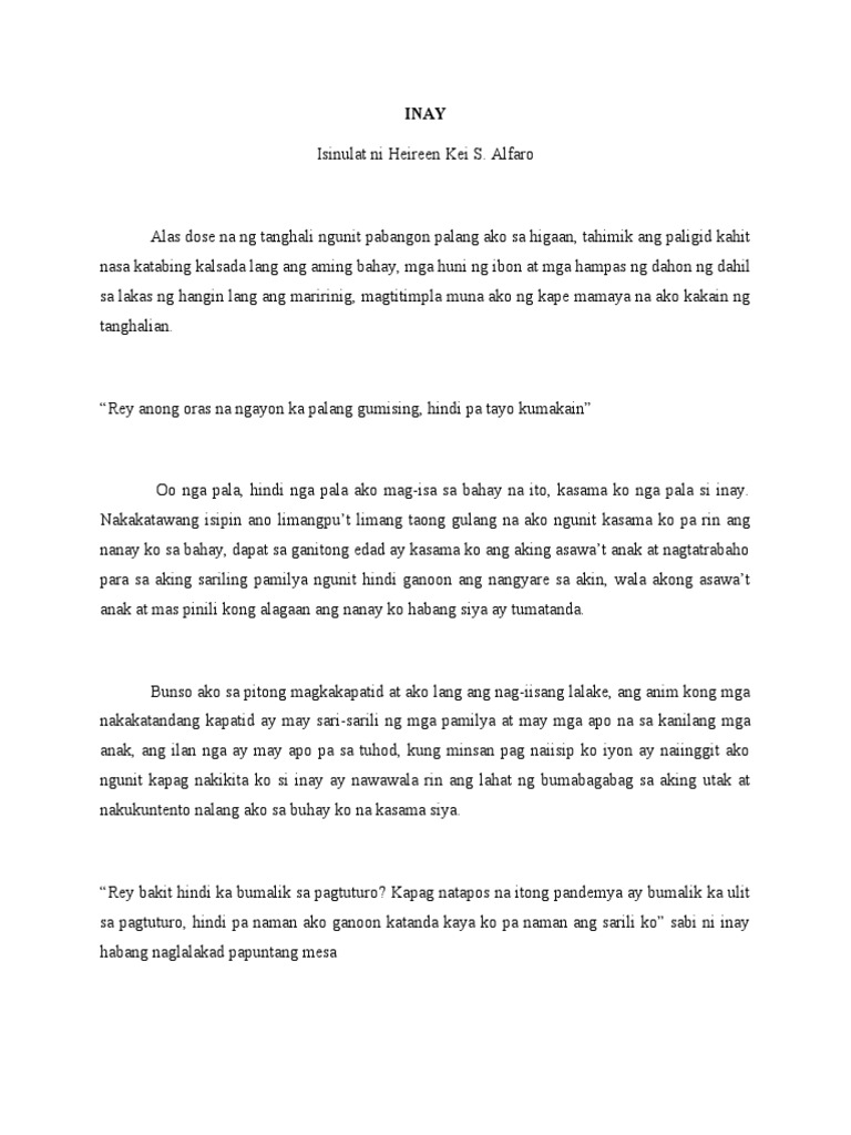 INAY Isinulat Ni Heireen Kei S. Alfaro | PDF