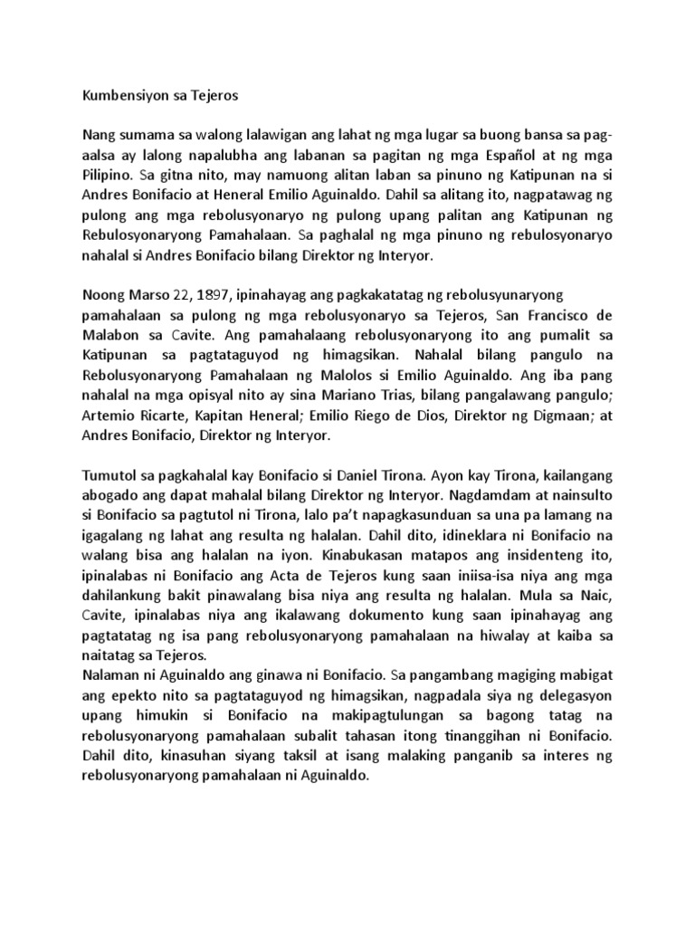 Kumbensiyon Sa Tejeros | PDF