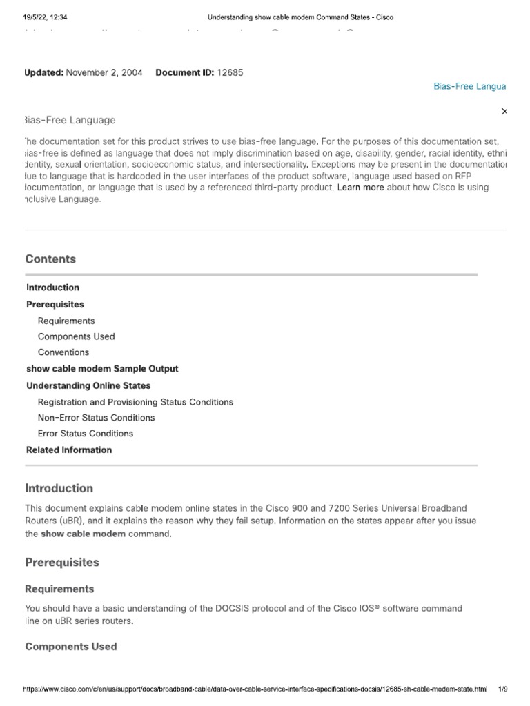 Cisco Cable Modem State | PDF