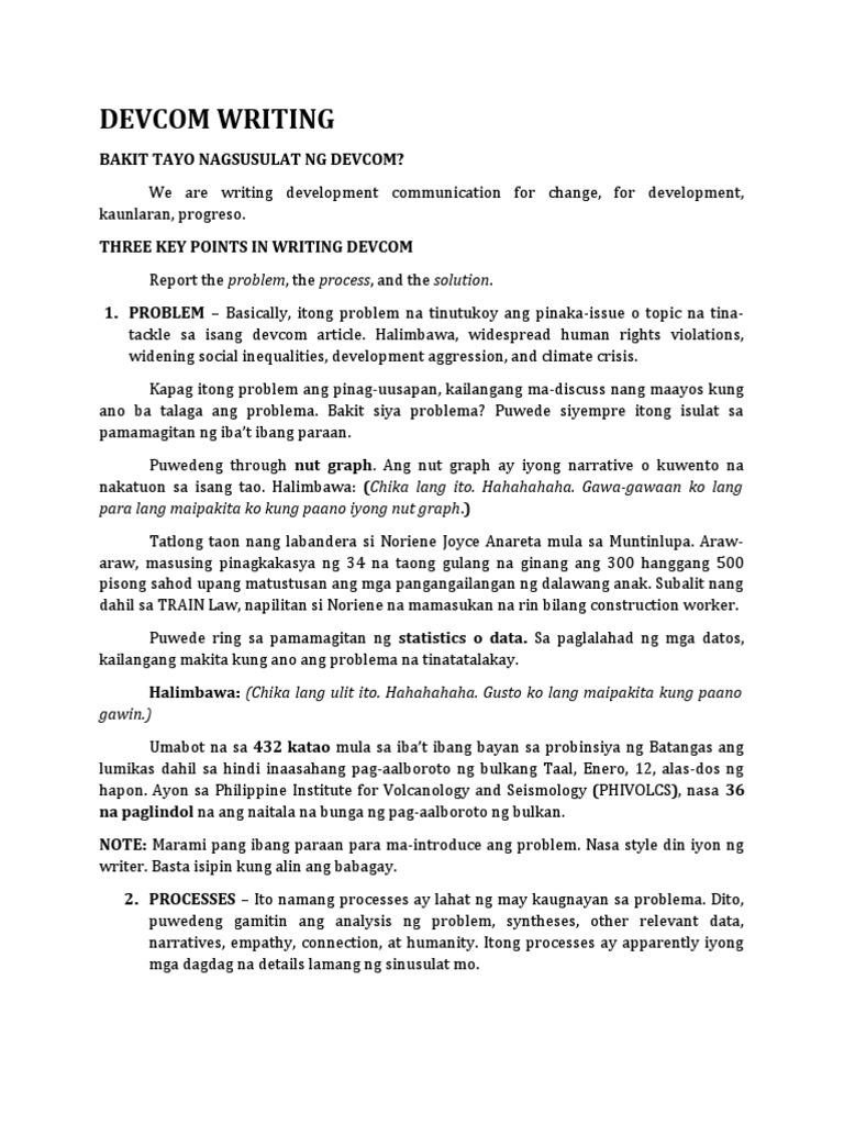 DEVCOM-WRITING-TIPS-AND-CHIKAS | PDF