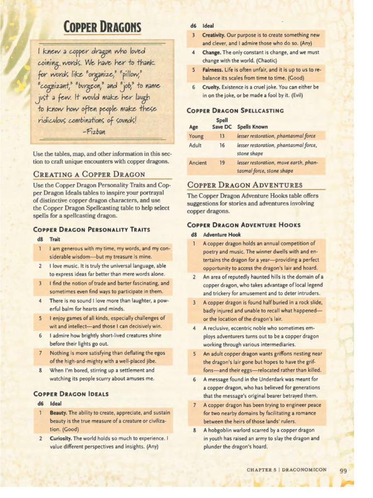 Copper Dragon Lairs - Fizban Treasury of Dragons | PDF