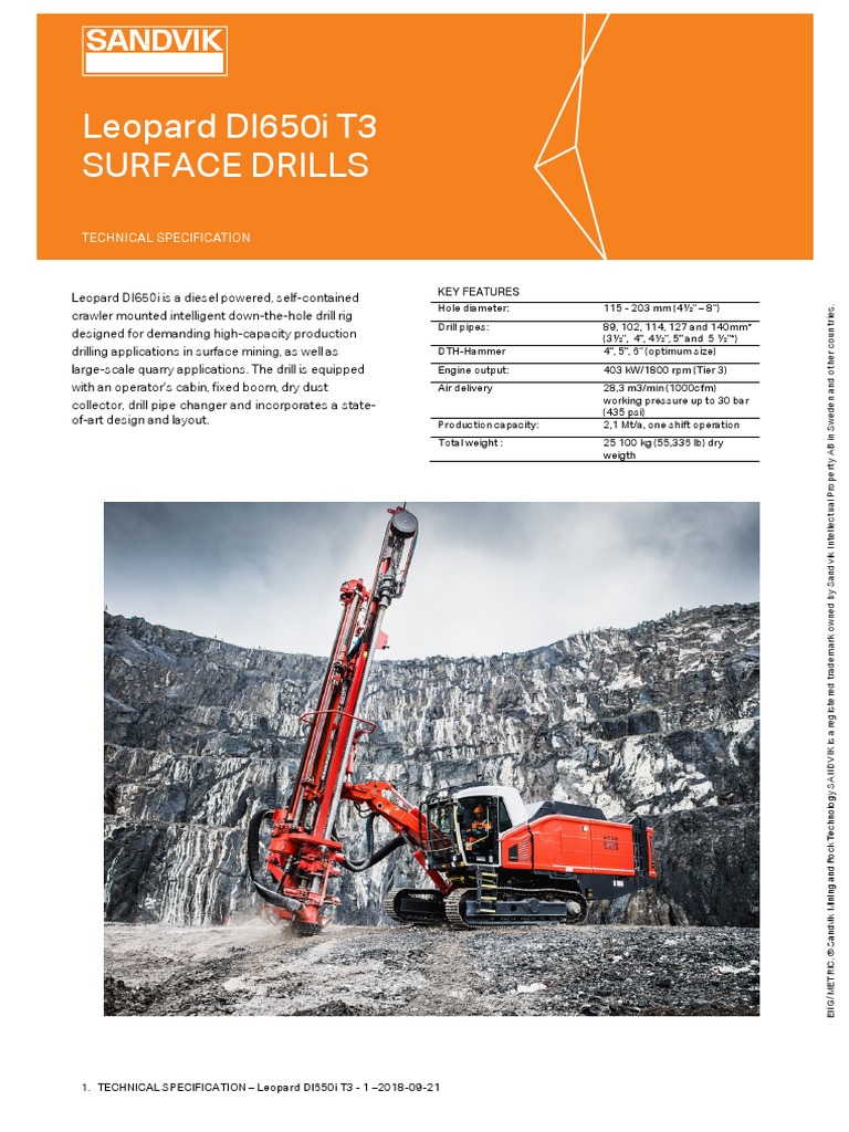 Leopard DI650i T3 Surface Drills: Technical Specification | PDF | Drill ...