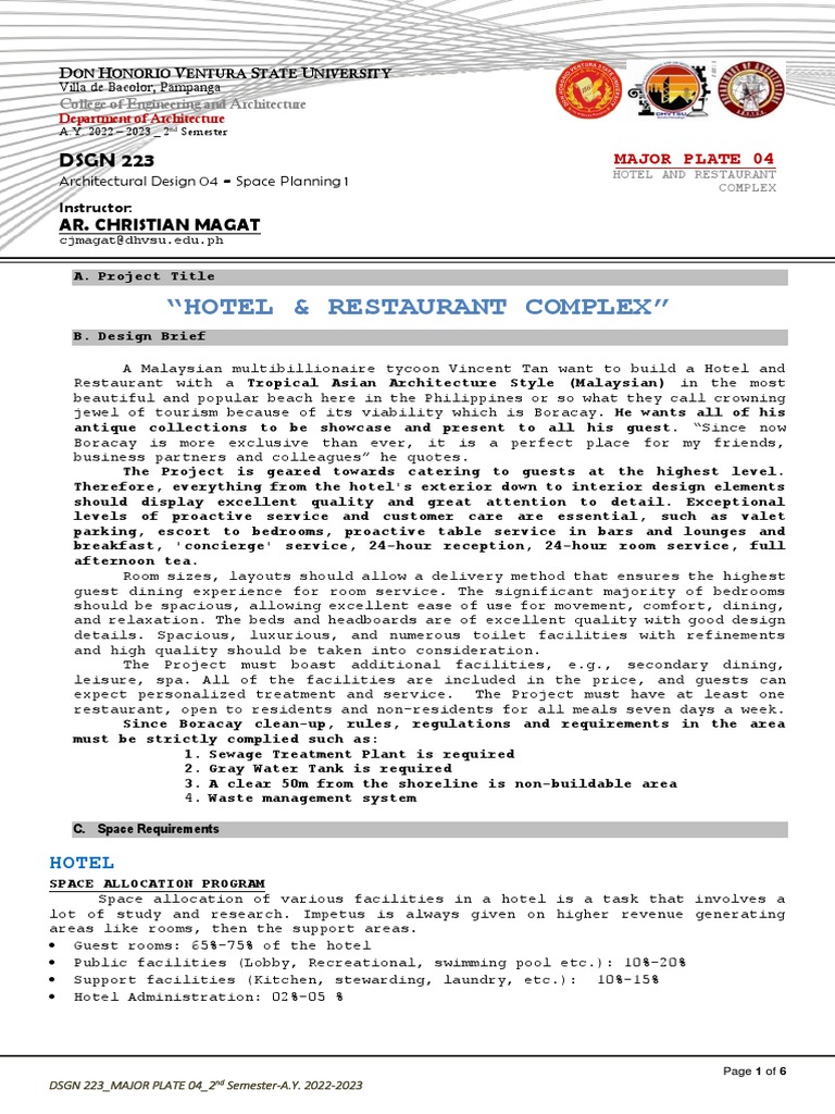 "Hotel & Restaurant Complex": DSGN 223 | Download Free PDF | Room | Restaurants