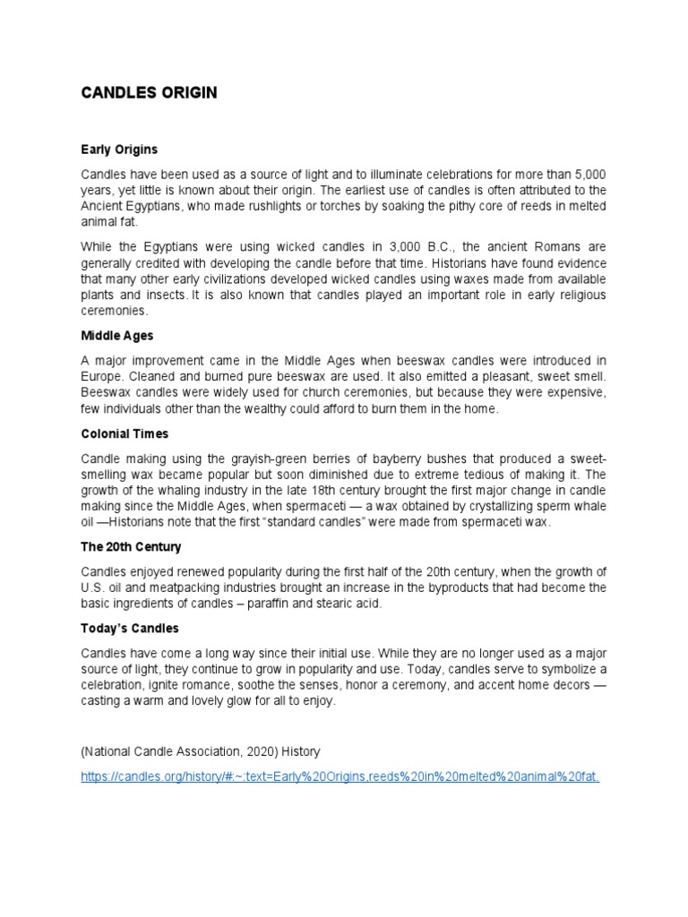 Candle Origins And Lemongrass History Pdf Candle Volatile Organic
