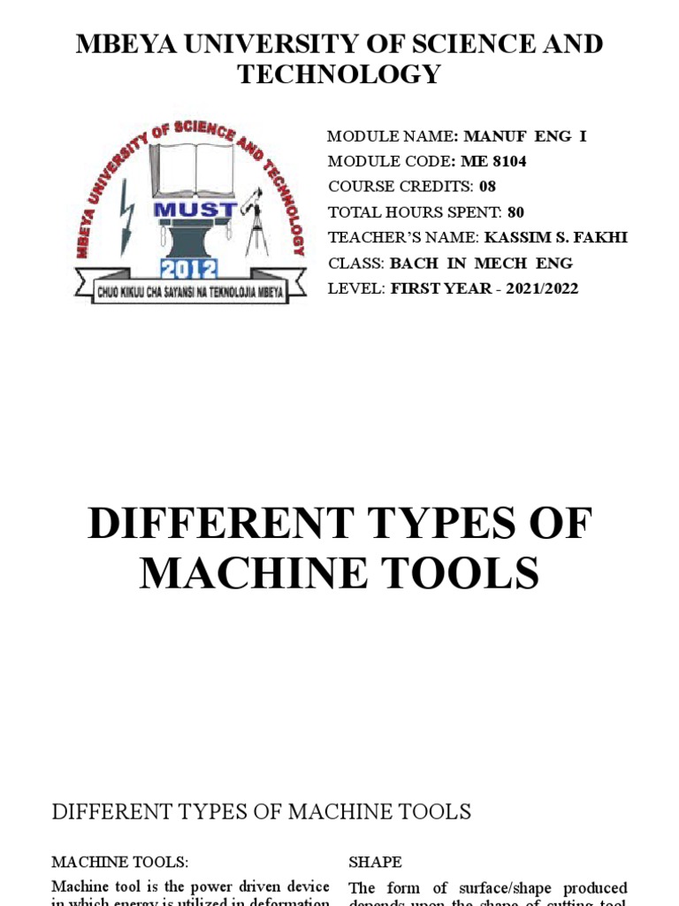 Different Types of Machine Tools | PDF