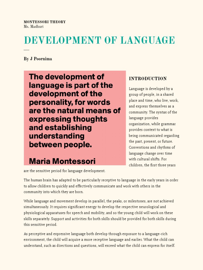Development Of Language Pdf Speech Behavioural Sciences