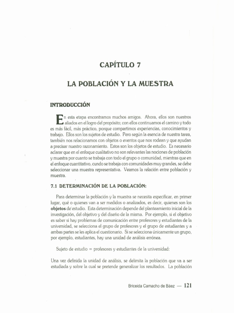 Capítulo 7 La Población Y La Muestra | PDF