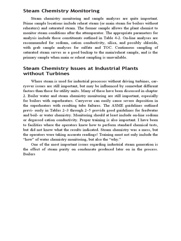 Steam Chemistry Monitoring | PDF | Boiler | Steam