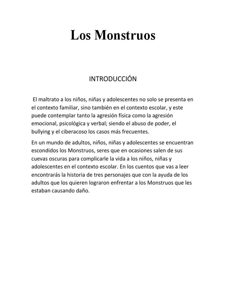 Cuento - Los Monstruos | PDF | Abuso infantil