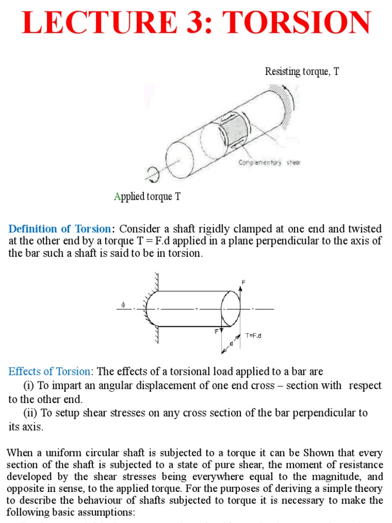 Lecture 3 Torsion | PDF | Torque | Stress (Mechanics)