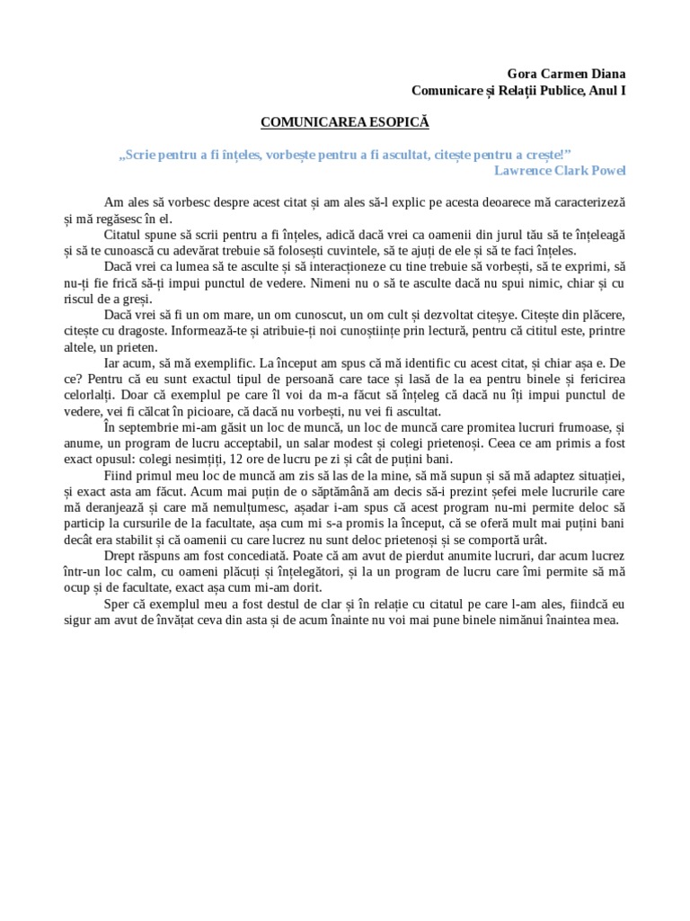 Comunicarea Esopica | PDF