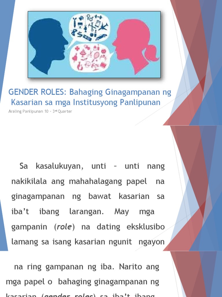 GENDER ROLES: Bahaging Ginagampanan NG Kasarian Sa Mga Institusyong ...