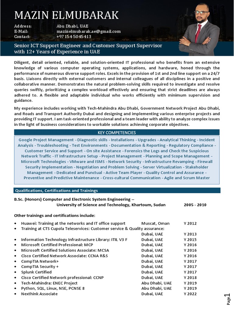 Professional CV Sample | PDF | Computer Network | Security