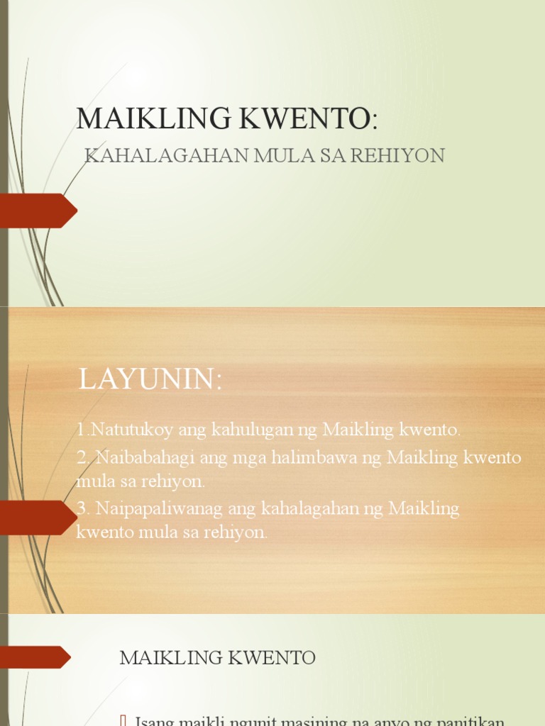 Maikling Kwento:: Kahalagahan Mula Sa Rehiyon | PDF